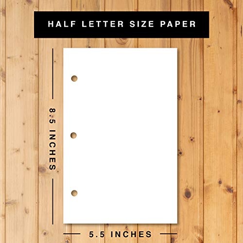 3 Hole Punch Half Letter Paper, Bright White Sheets, For 3 Ring Binders and Clipboards | 8.5 x 5.5 Inches | 24lb Bond, 60lb Text, 90 GSM | 250 Papers Per Pack