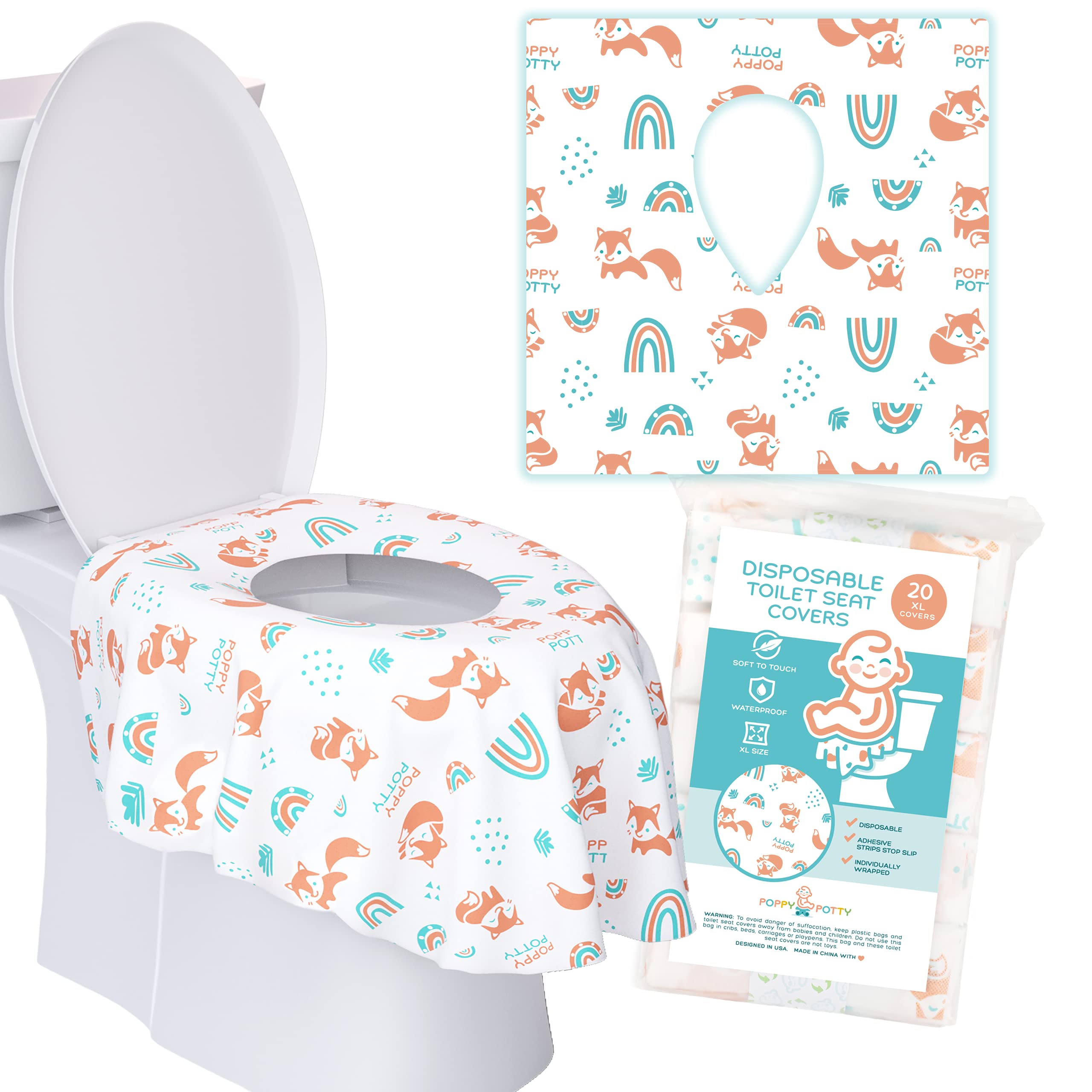 Logie & Gray Kids Disposable Toilet Seat Covers 20 Pack – Extra Large, Complete Hygienic Protection, Travel-Friendly, Disposable Plastic Toilet Seat Cover – Kid-Friendly Toilet Covers Disposable