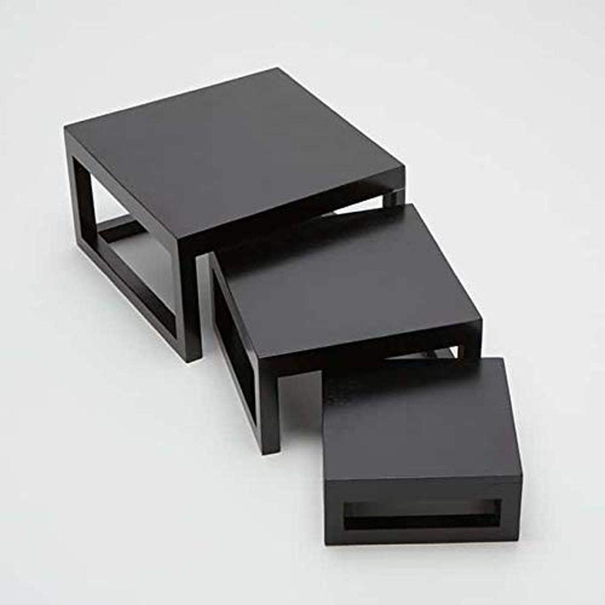 American METALCRAFT, Inc. American Metalcraft AWRSP Square Wood Frame Risers, Black, Set of 3