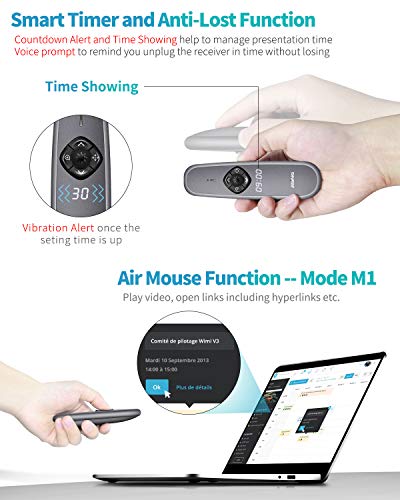ASiNG Advanced Digital Laser Presentation Remote - Red Laser Presentation Pointers with Function of Spotlighting, Highlighting, Magnifying, Air Mouse and PPT Clicker, 8GB Storage Memory