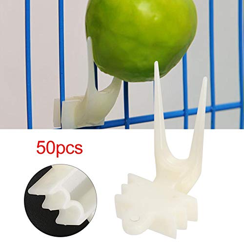 Bird Fruit Fork, 50PCS Plastic Birdcage Fruit Holder Parrot Feeding Fork Birds Food Feeder Tool Accessory for Parrots Hamster(Bird Fruit Fork)