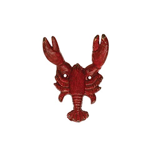Creative Co-Op Cast Iron Lobster Wall Hooks, Red