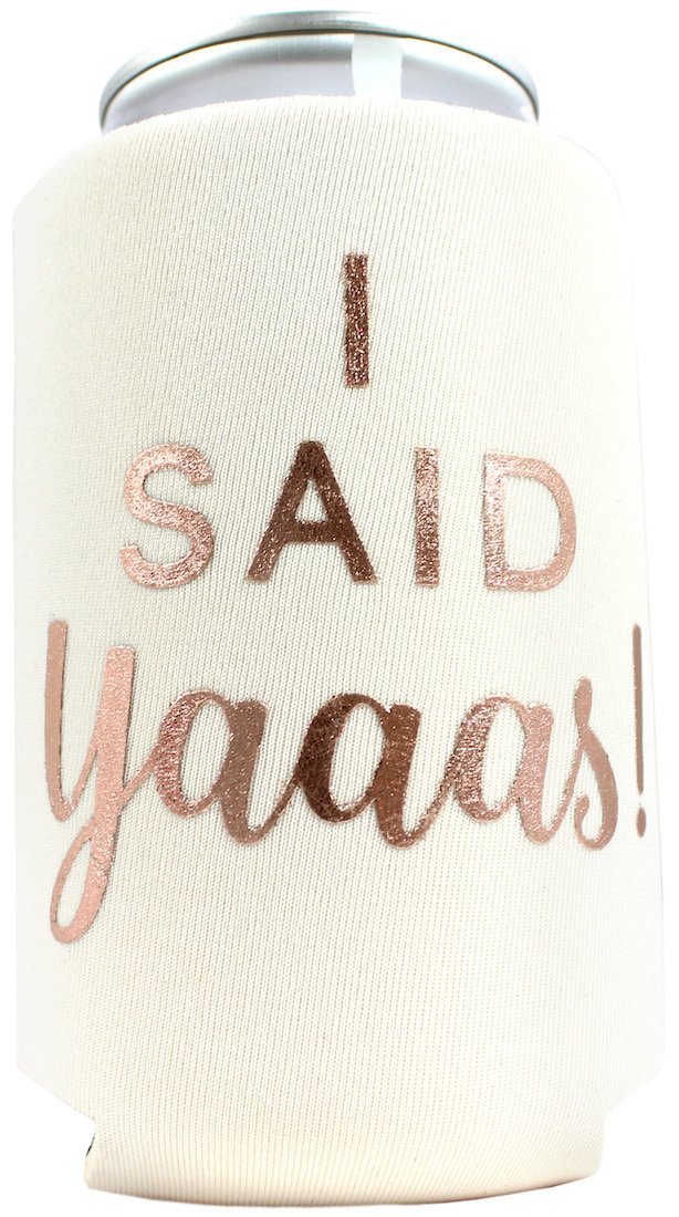 11pc or 6pc Set She Said Yaaas! & I Said Yaaas! Drink Coolers. Bachelorette, Bridal Shower, Wedding. 4mm Thick Bottle Sleeves, Can Coolies, Beverage Insulators (11pc Set, Blush & Rose Gold)
