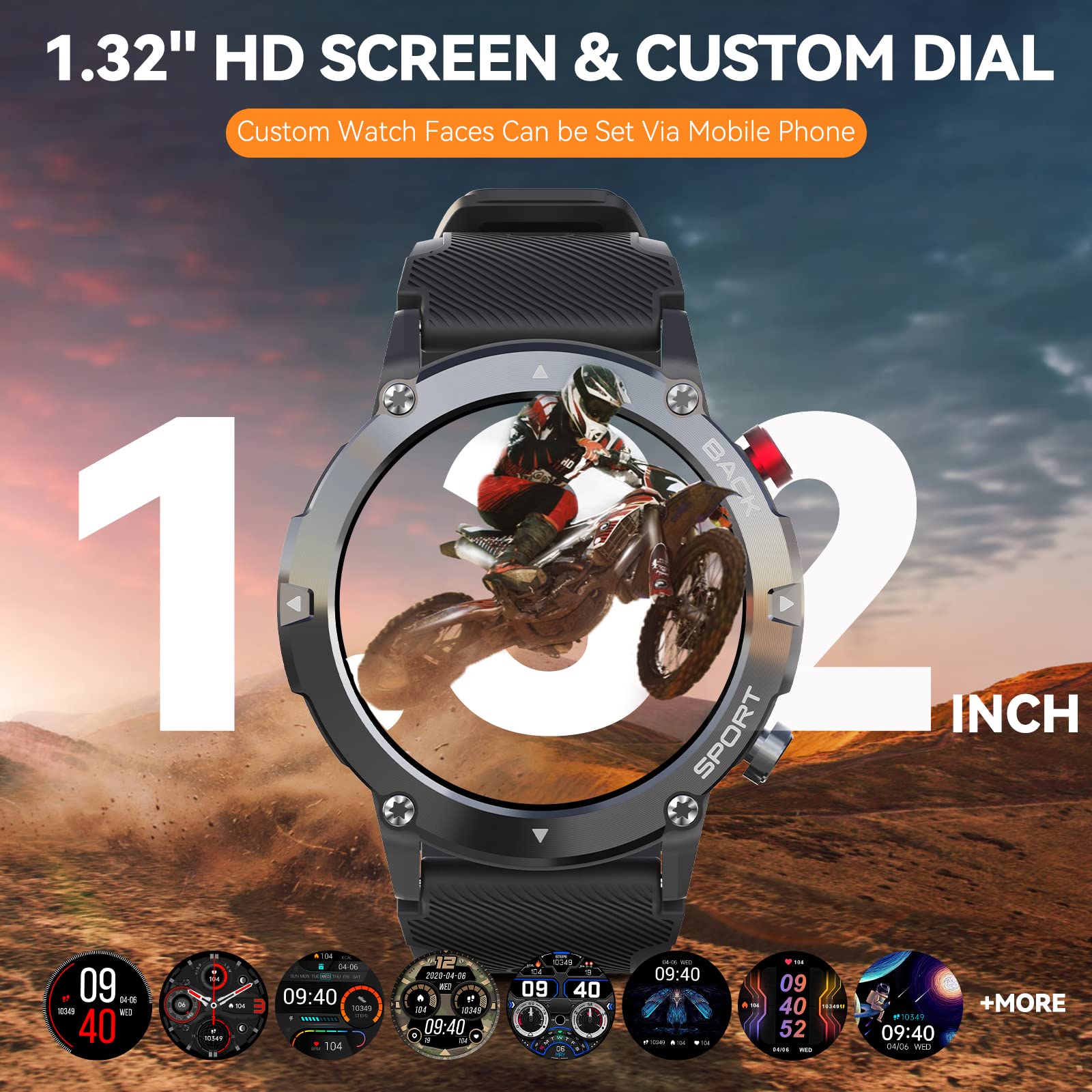 2022 Smart Watch for Men Answer Make Call Activity Tracker 1.32" Touch Screen Fitness Tracker with Heart Rate Sleep Monitor Sports Smart Watches Compatible with Android iPhone Samsung