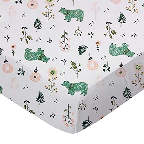 SheetWorld 100% Cotton Interlock Jersey Fitted Cradle Sheet 18 x 36, Woodland Bears, Made in USA