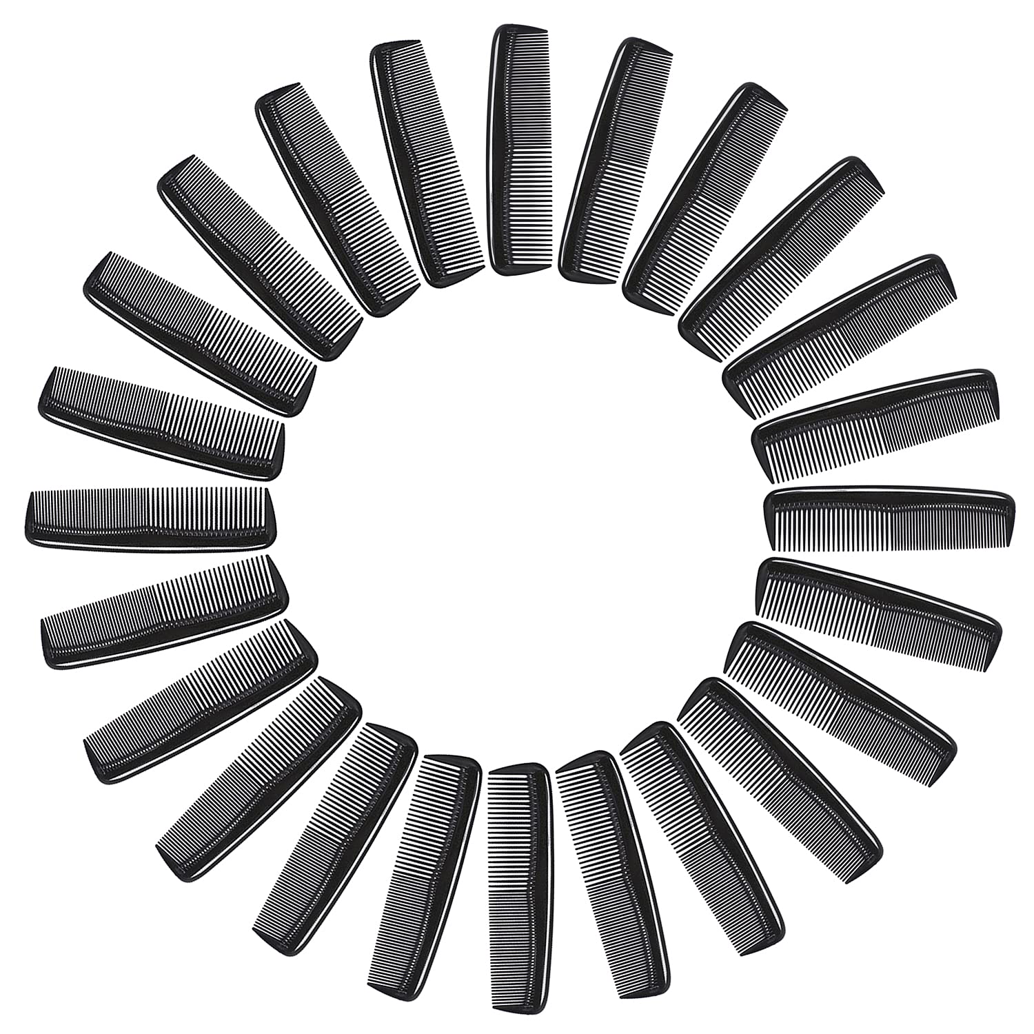 Etercycle 24 Pieces Pocket Hair Combs, 5 inch Unbreakable Black Comb Great for Travel Used on All Hair Types - Men's Hair, Women's Hair, Beard, Mustache and Sideburns