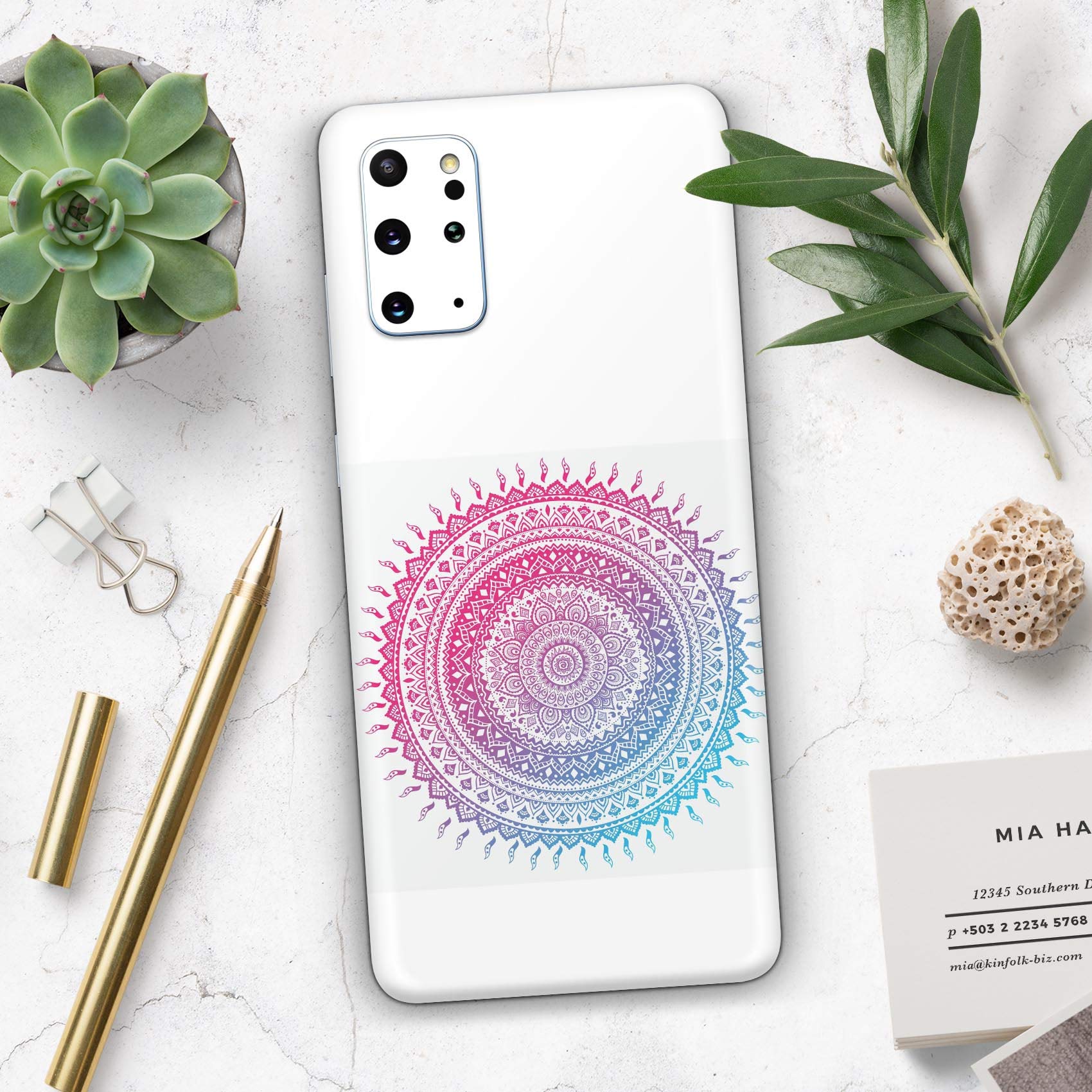 DesignSkinz Ethnic Indian Tie-Dye Circle Protective Vinyl Decal Wrap Skin Cover Compatible with The Samsung Galaxy S20 (Screen Trim & Back Glass Skin)