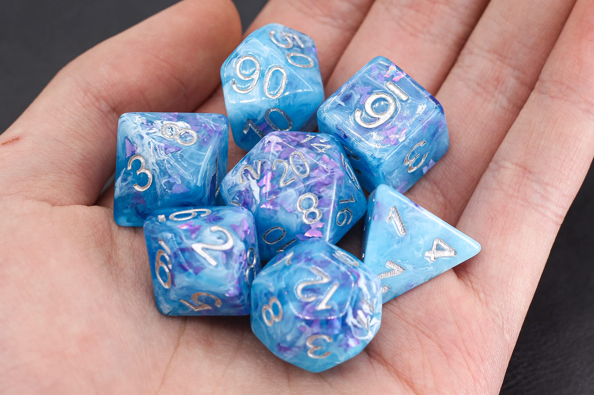 3DEGOS Blue Butterfly DND Dice Set for Dungeons and Dragons Gifts, D&D, D and D, Pathfinder, Accessories, D20, Polyhedral, Resin Dice, Metal, Dice Tray, Tower, Bag, Box