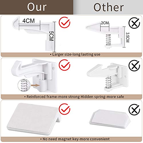12Pack Baby Proofing Cabinet Lock Child Safety Latches Locks with Strong Adhesive for Cabinets and Drawers - Easy and Simple to Install No Drilling or Tools Required