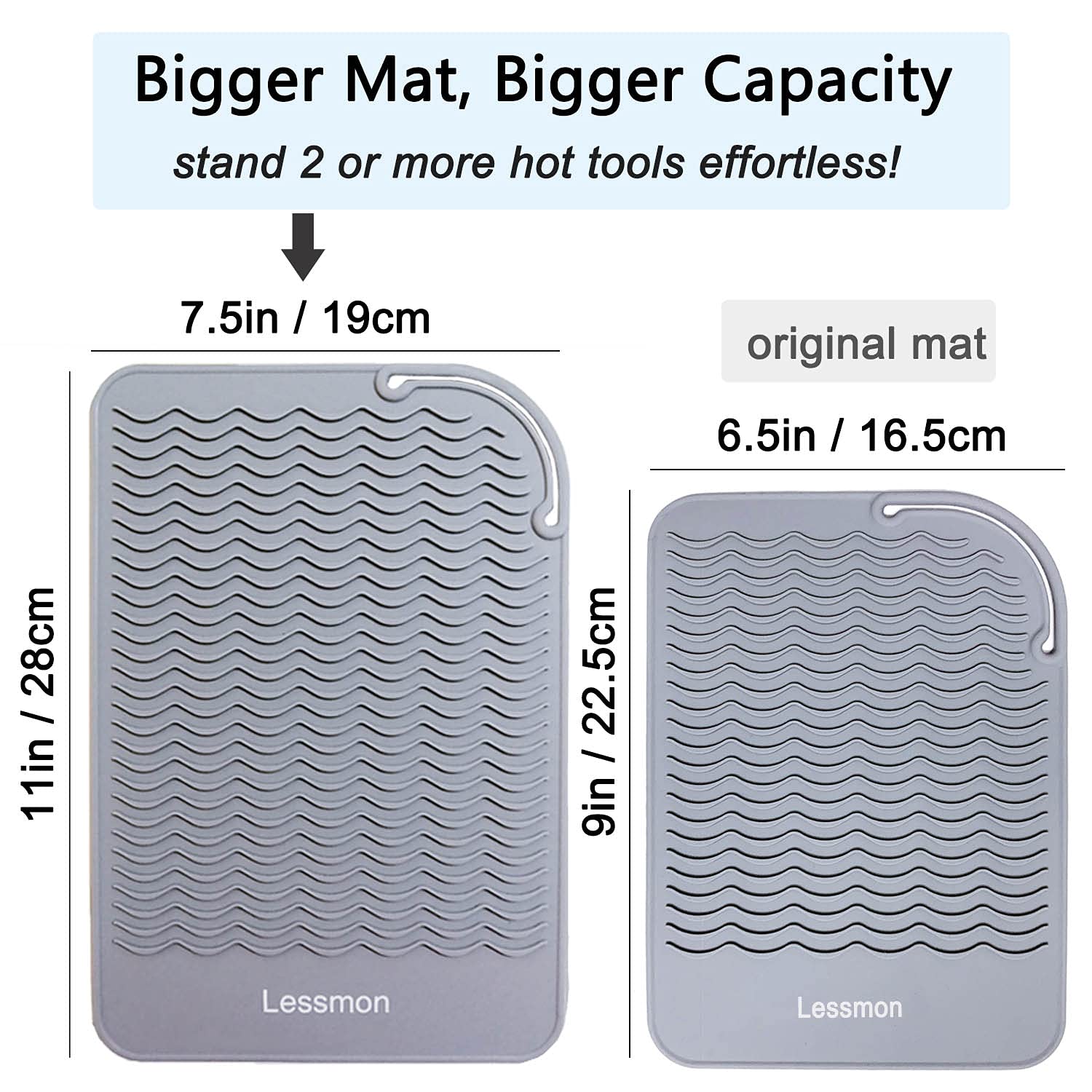 Large Heat Resistant Mat for Curling Irons, Hair Straightener, Flat Irons and Hair Styling Tools 11" x 7.5", Grey