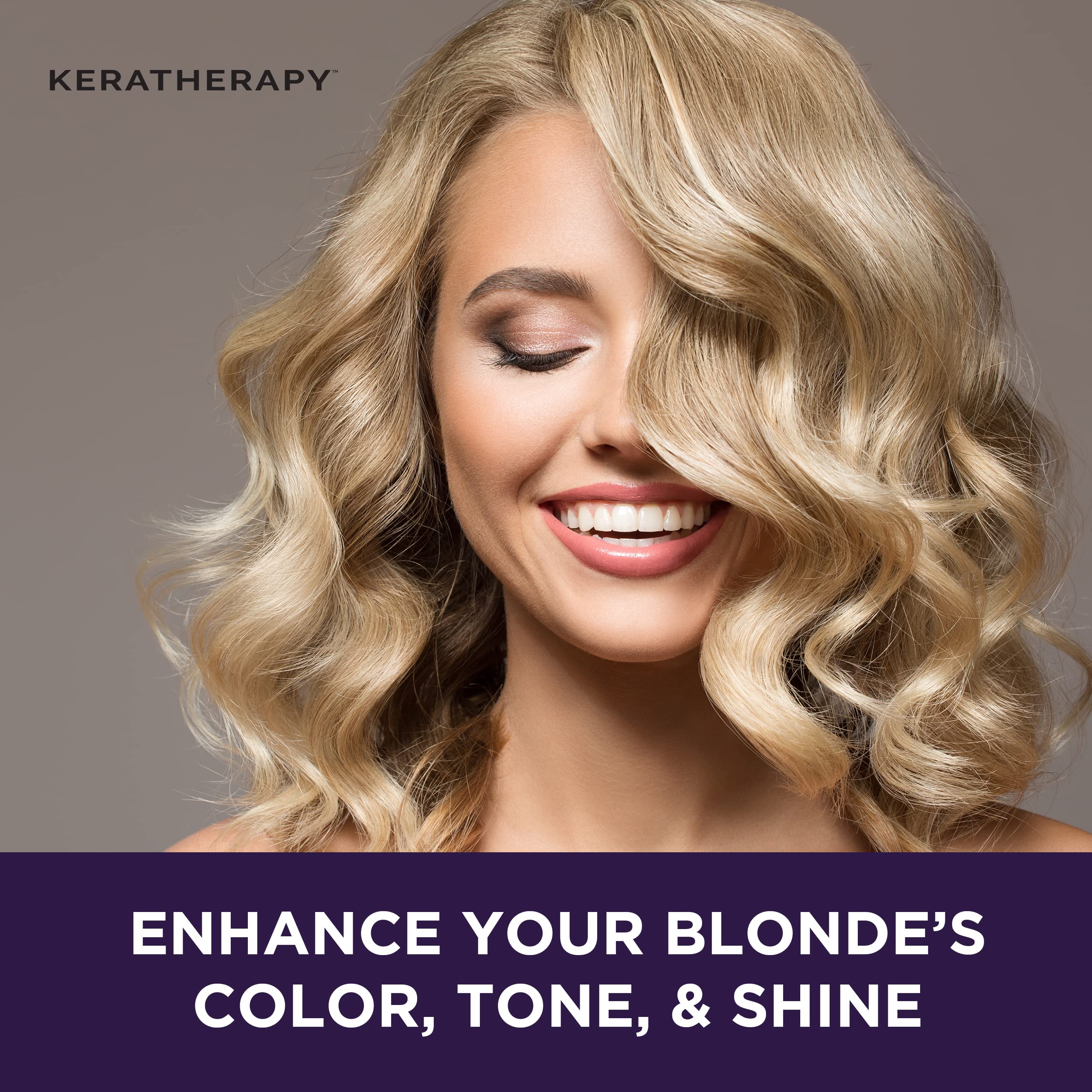 KERATHERAPY Keratin Infused Totally Blonde Violet Toning Conditioner, 10.1 fl. oz., 300 ml - Keratin Therapy Purple Conditioner for Blonde Hair, Brassy, Silver, & Highlighted - Sulfate & Paraben Free