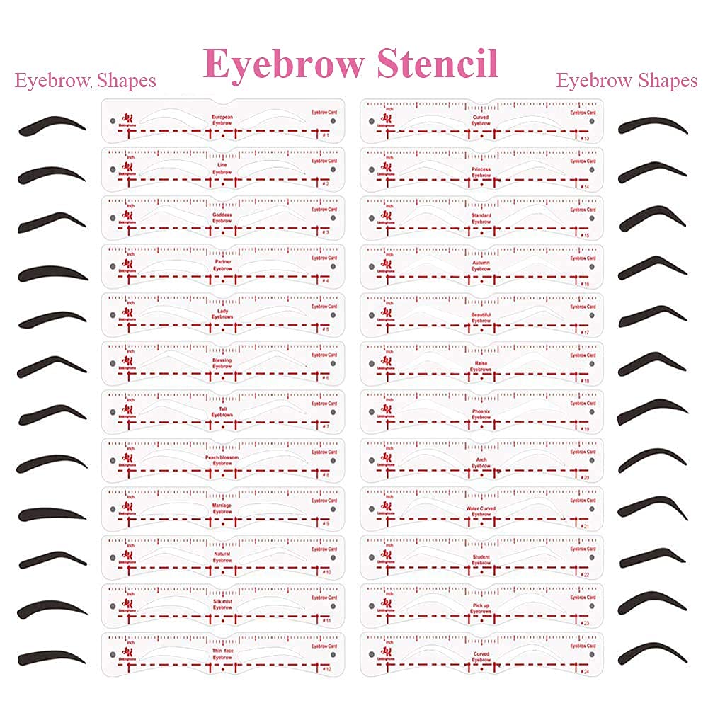Eyebrow Stencil & Eyebrow Setting Gel, 30 Eyebrow Shaper Kit, Reusable Eyebrow Template With Strap, Waterproof Eyebrow Repair Liquid, Brows Styling Brow Fix Gel Beauty Makeup