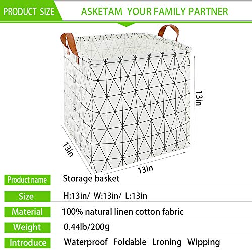 ASKETAM Square Canvas Collapsible Fabric Baby Toy Box Storage Bin Bedroom Decor Closet Kids Laundry Baskets Toy Organizer,Shelf Basket Nursery Storage,Gift Baskets(Geometric Rhombus)