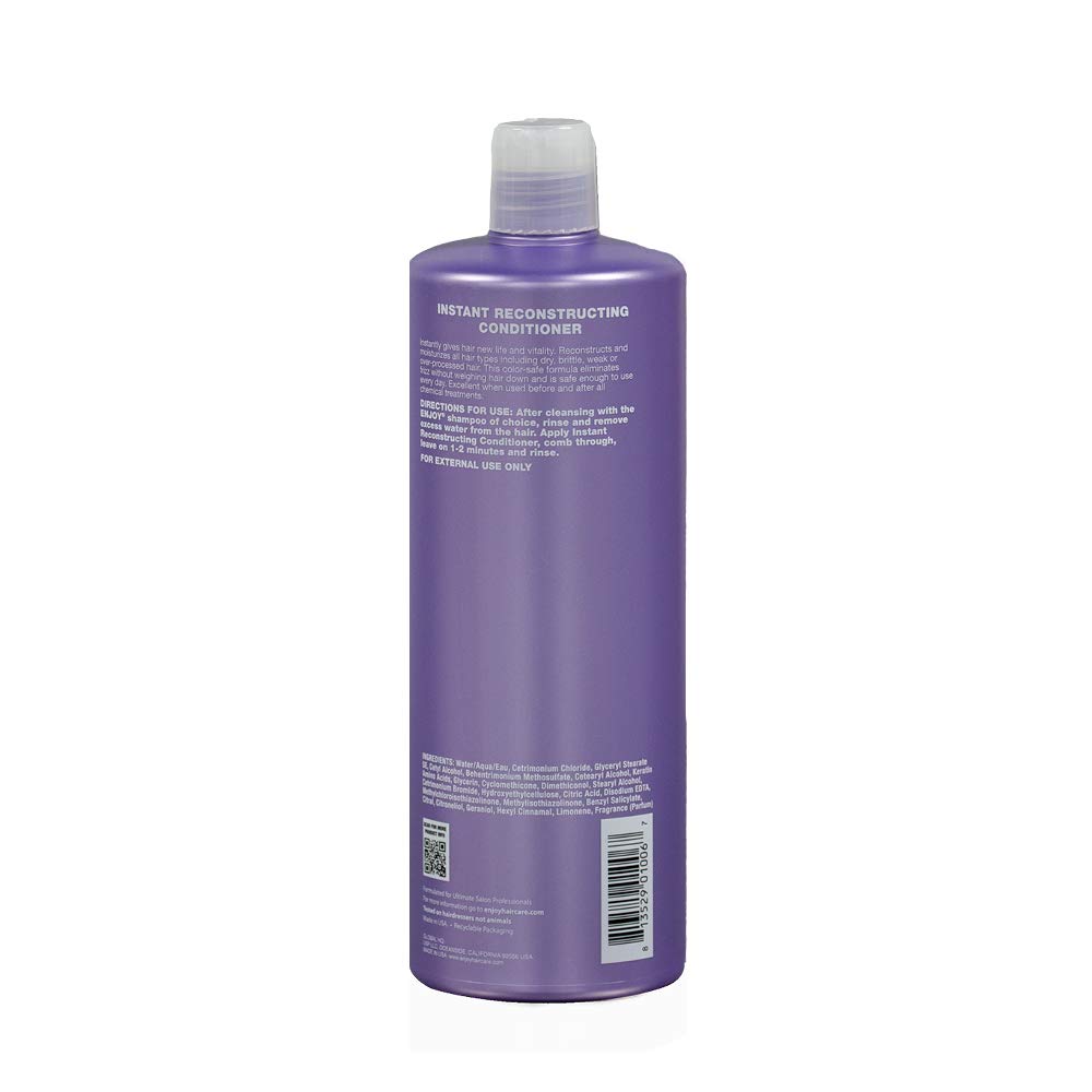 Enjoy Hair Care Instant Reconstructing Conditioner For Damaged Hair, Conditioner Curly Hair, Sulfate Free Hair Conditioner, Deep Conditioner - 33 Fl Oz