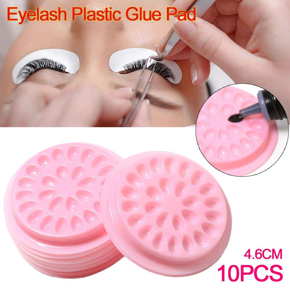 YOUNGFLY 50PCS Flower Shape False Eyelashes Extension Glue Holder Lashes Eyelash Pallet Plastic Pads 4.6CM