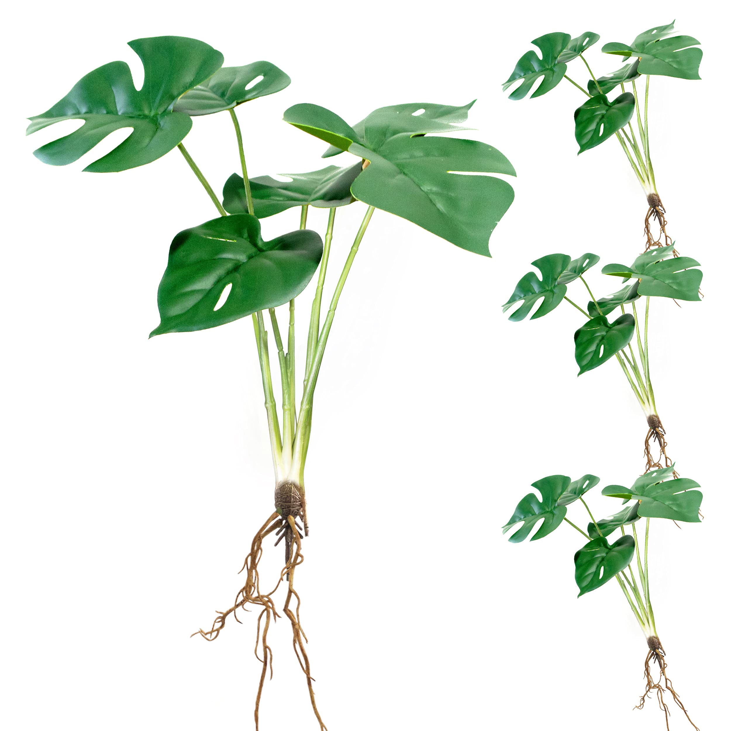 4PCS Artificial Monstera Plants Faux Turtle Leaf Palm Tree Tropical Deliciosa Leaves for Home Office Garden and Party Decorations (Green)