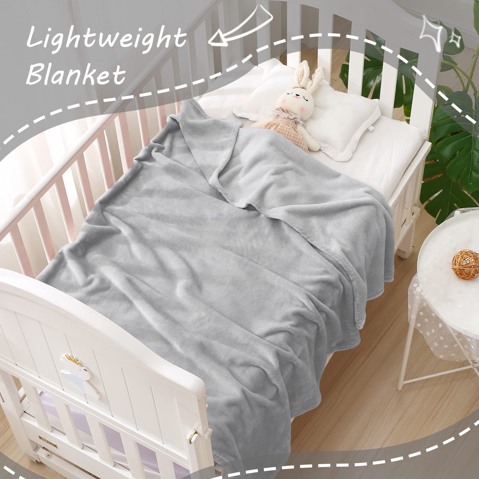 Exclusivo Mezcla Fleece Throw Blanket for Couch, Super Soft and Warm Blankets, Light Grey Throw All Season Use, Cozy, Plush, Lightweight, 30x40 inches
