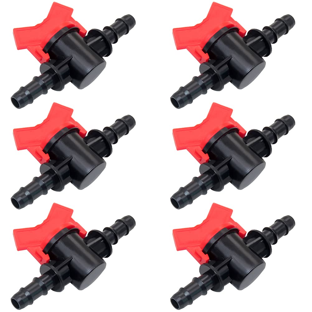 JoyTube 5/16" Drip Irrigation Switch Valve, Barbed Ball Valve for Garden Drip Irrigation Aquarium, 6 Pcs