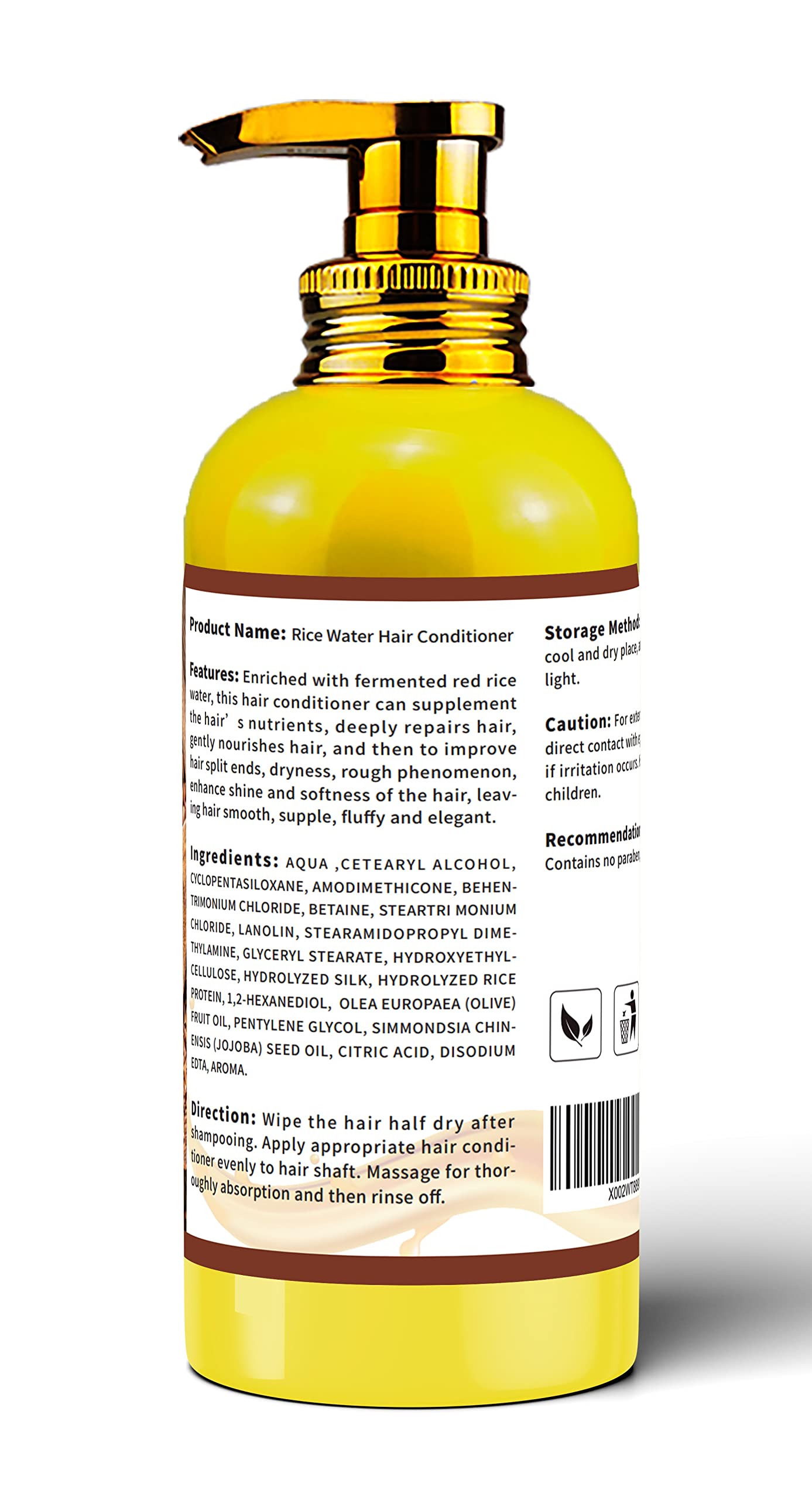 Looloon Rice Water Shampoo and Conditioner Set, 500ml (16.9 oz): Fermented Rice Water for Hair Growth, Moisturizing, Strengthening, and Damaged Hair Repair