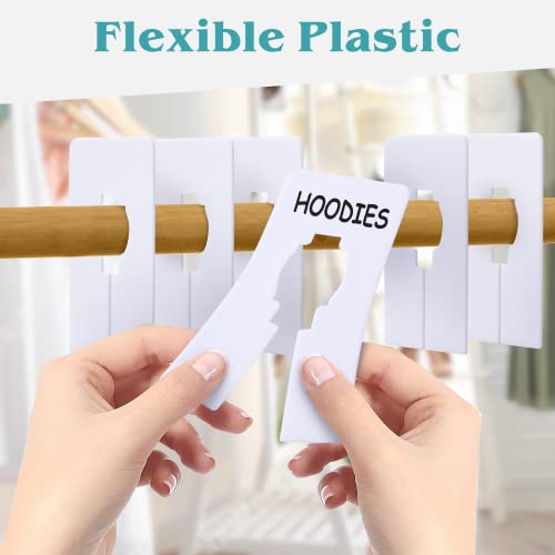 30 Closet Dividers for Hanging Clothes- Rectangle Clothing Size Dividers for Racks, Slim White Closet Divider Set with Marker (30 SLIM)