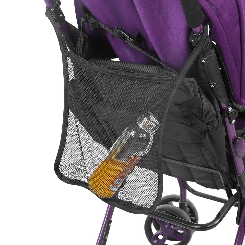 4Pcs Baby Stroller Bag,Oxford Hanging Mesh Stroller Bags Net Organizer 11.8"x12.5"(Black)