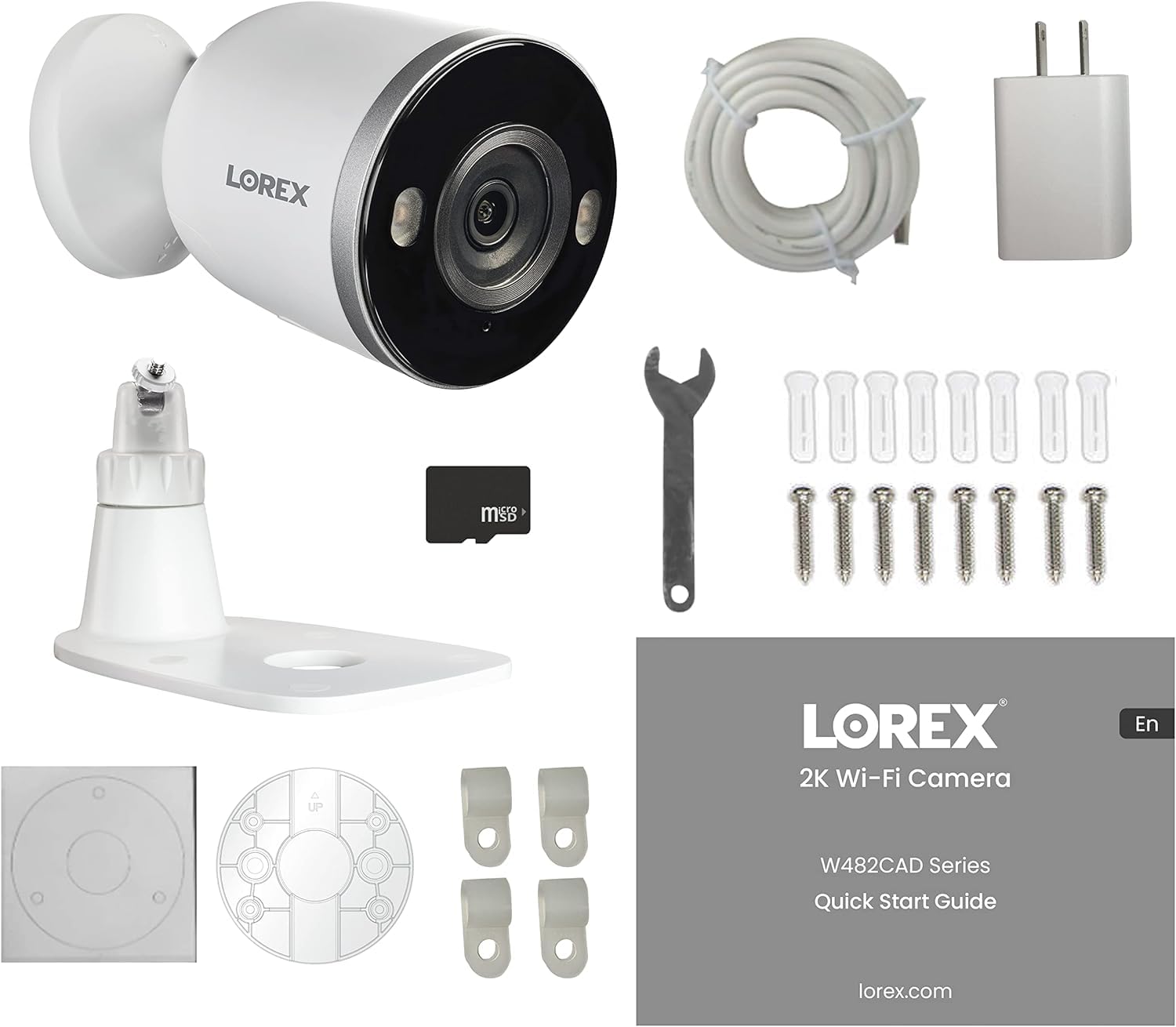 Lorex 2K Indoor/Outdoor Spotlight Camera with Color Night Vision, 2-Way Talk, Person Detection, White (White)