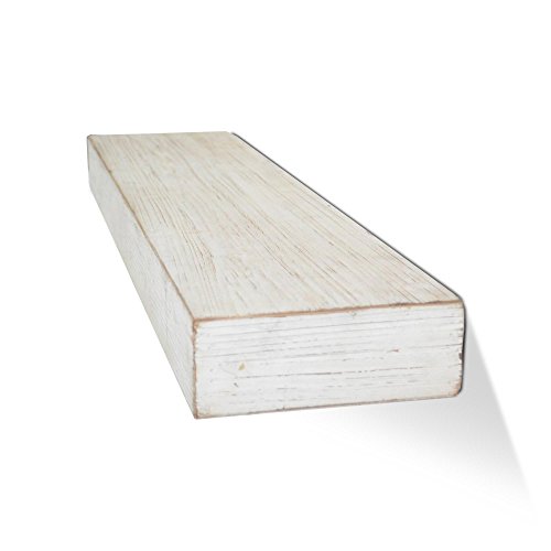 American Art Decor Floating Wall Shelf - Rustic Decor Shelves for Living Room, Bedroom, Kitchen, & Laundry Room - Farmhouse Wall Shelves (White, 3.25βx24.25 x 8.25β)