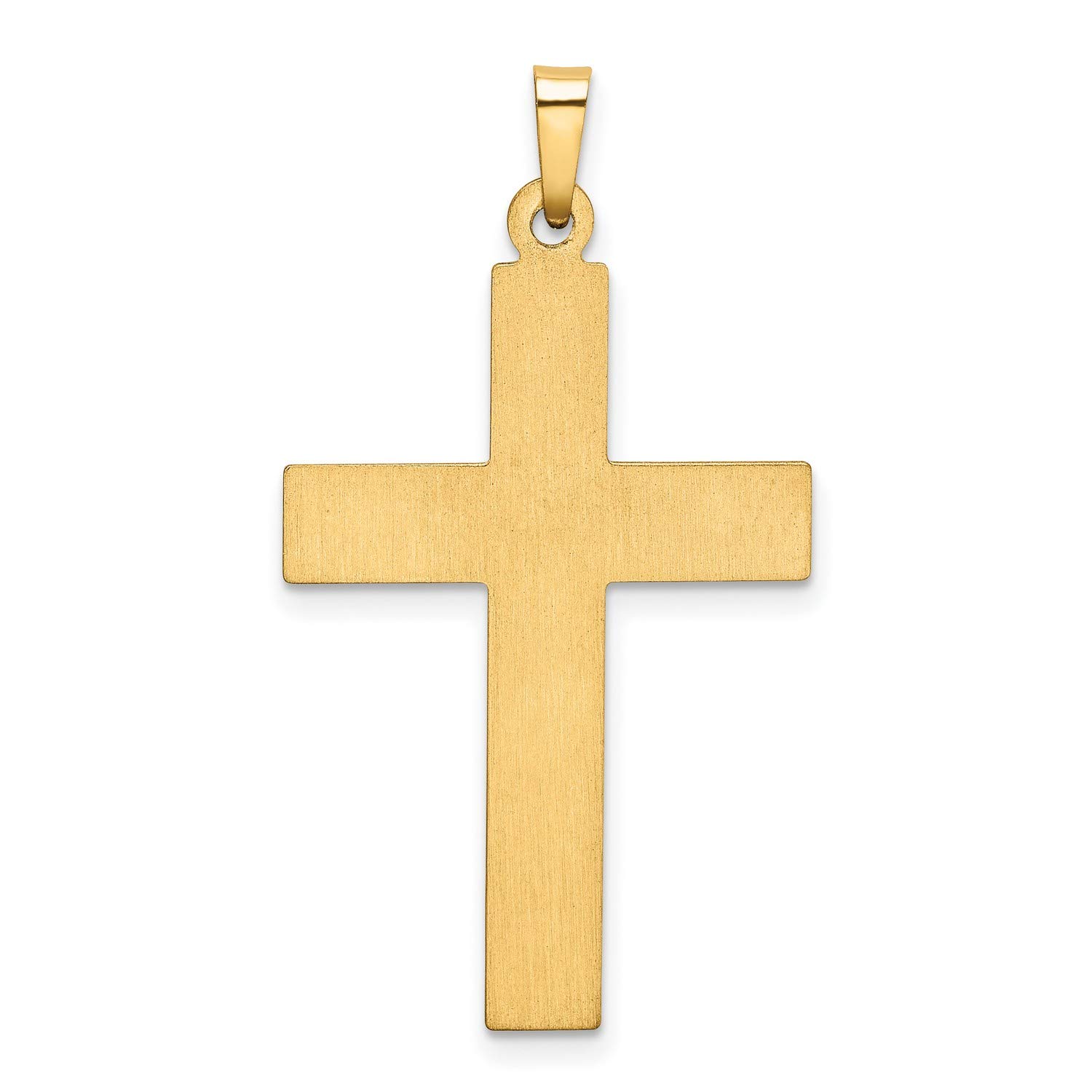 14k Yellow Gold Hollow Latin Cross Pendant With Rhodium Center And Rivet Style Accents 33 mm x 20 mm