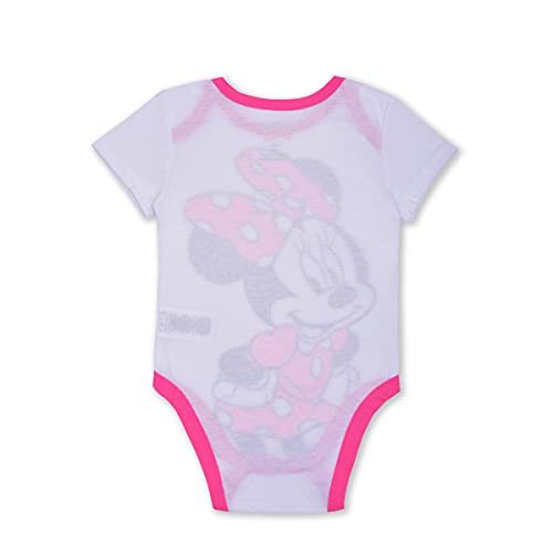 Disney Minnie Mouse Girls’ 4 Pack Bodysuit for Newborn and Infant – Pink/Grey/White