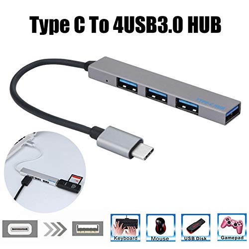 WJCCY Type-C to 4 USB Hub Expander Thin Mini Portable 4-Port USB 2.0 Hub USB Power Interface Laptop Tablet Comput