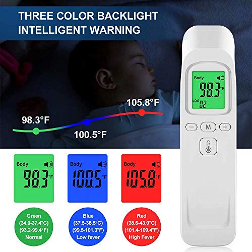 WORUIJIA Forehead Thermometer for Adults,Baby Digital Thermometer with Accurate Instant Readings, Fever Alarm and Memory Function, No Contact Infrared Thermometer for All People, White, WOFKAN004