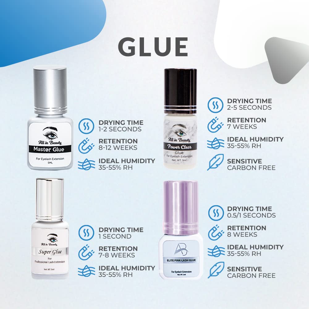 Eyelash Extension Super Glue,Fast Drying,Long Lasting False Eyelash Adhesive, Lash Extension Supplies for Professionals Eyelashes Artists,Powerfull Adhesive, Less Than 1 Second Drying time (5ml)