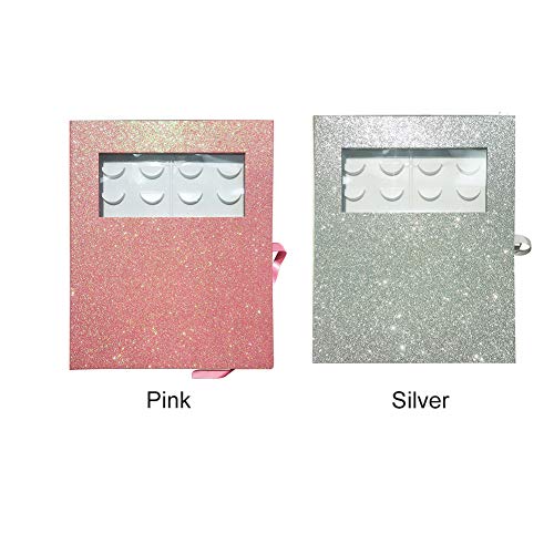 Eyelash Storage Book, 16 Pairs Lash Storage Organizer, Glitter Paper Eyelash Display Case, Portable Makeup Flash Lash Empty Box