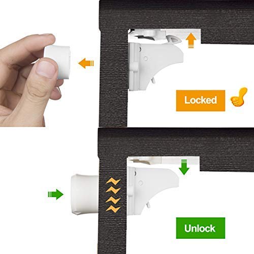 12 Locks + 2 Keys Magnetic Cabinet Locks Bundle with 48 pcs Screws