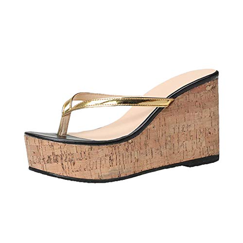 justHIGH Flip Flops for Women Black Platform Wedge Bling Sandals Casual Platforms Wedges Sandals