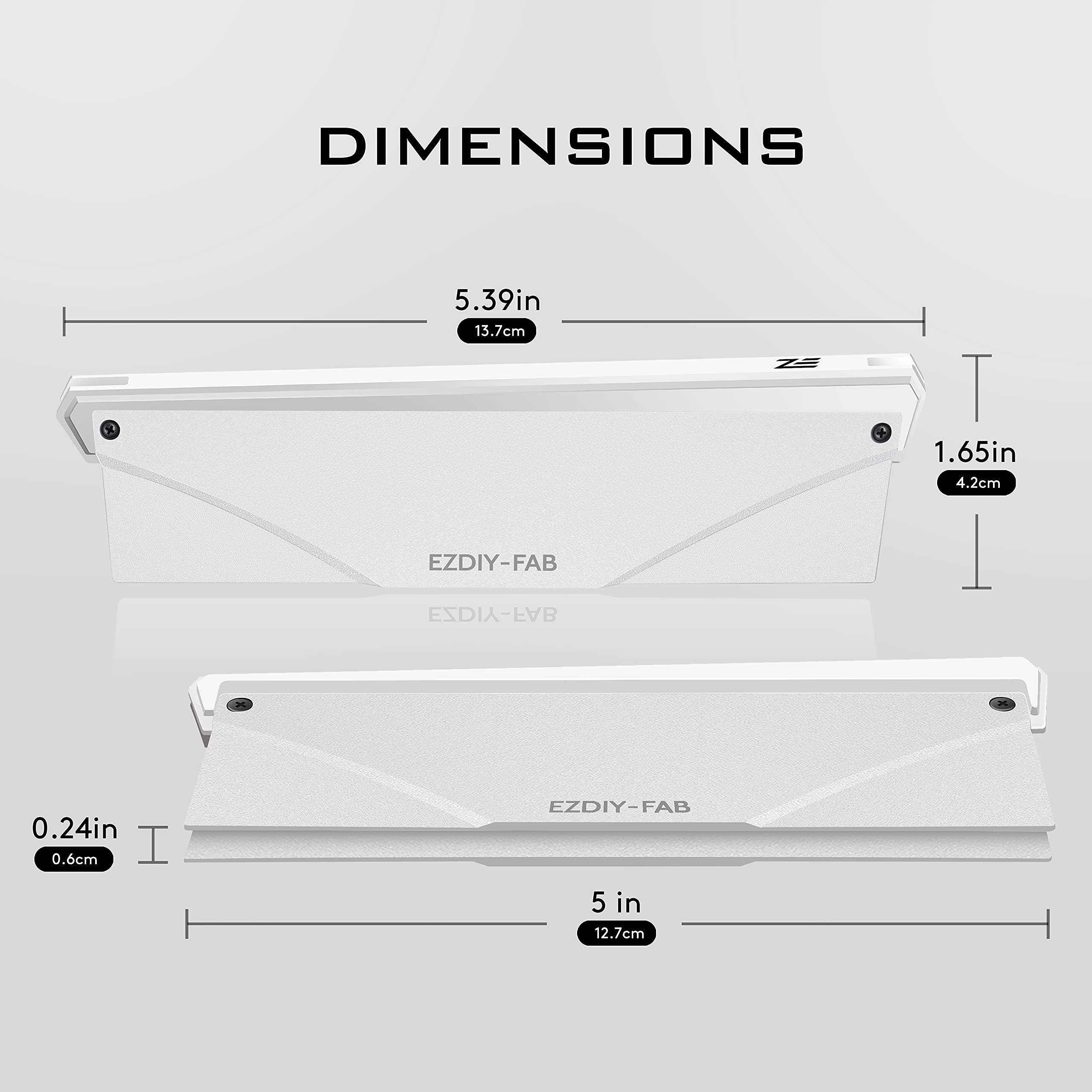 EZDIY-FAB 5V ARGB Memory RAM Cooler DDR Heatsink for DIY PC Game MOD DDR3 DDR4- White (Compatible with Aura Sync, RGB Fusion and Mystic Light Sync)-2 Pack-PI061