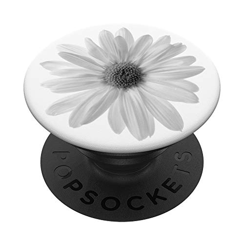 Black and White Daisy Flower PopSockets PopGrip: Swappable Grip for Phones & Tablets