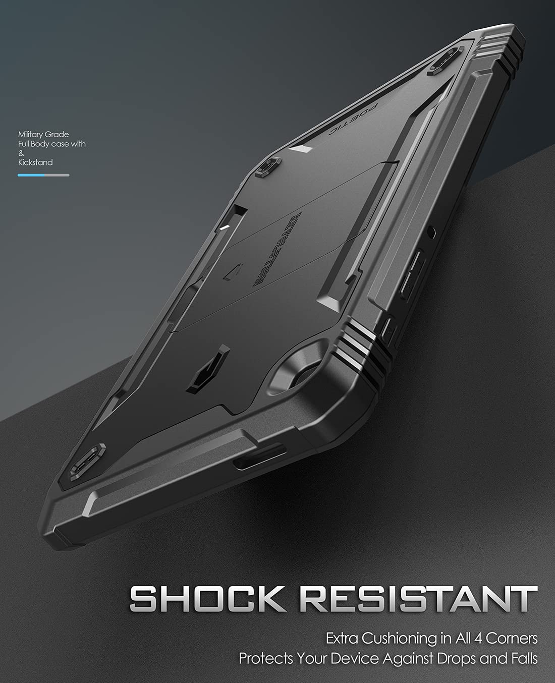 Poetic Revolution Case Designed for Galaxy Tab A7 Lite 8.7 with Screen Protector & Kickstand, Full Body Heavy Duty Rugged Shockproof Drop Protection Protective Case Cover, Black