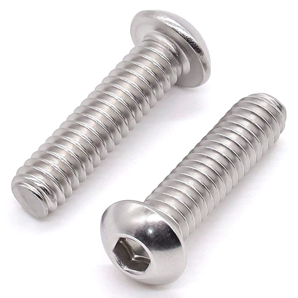 M6-1.0 x 25mm (30 pcs) Button Head Socket Cap Screws Bolts, 18/8 Stainless Steel 304, Fully Threaded, Machine Coarse Thread, Allen Hex Drive
