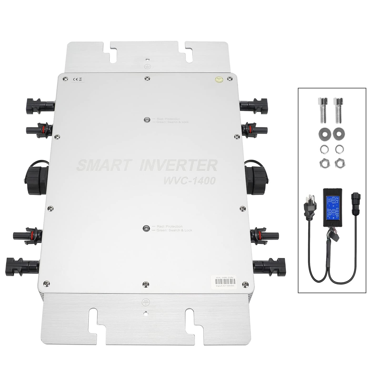 1400W Solar Grid Tie Inverter Microinverter Waterproof Self Cooling 120V/110VAC Output Mirco Inverter Automatic Identification Power Inverters