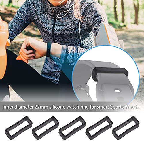 Micro Traders 10x Smartwatch Strap Ring Keeper 22mm Black Watch Band Ring Holder Watch Band Loop Silicone for Sport Watch Compatible with Huawei GT Sports Watch