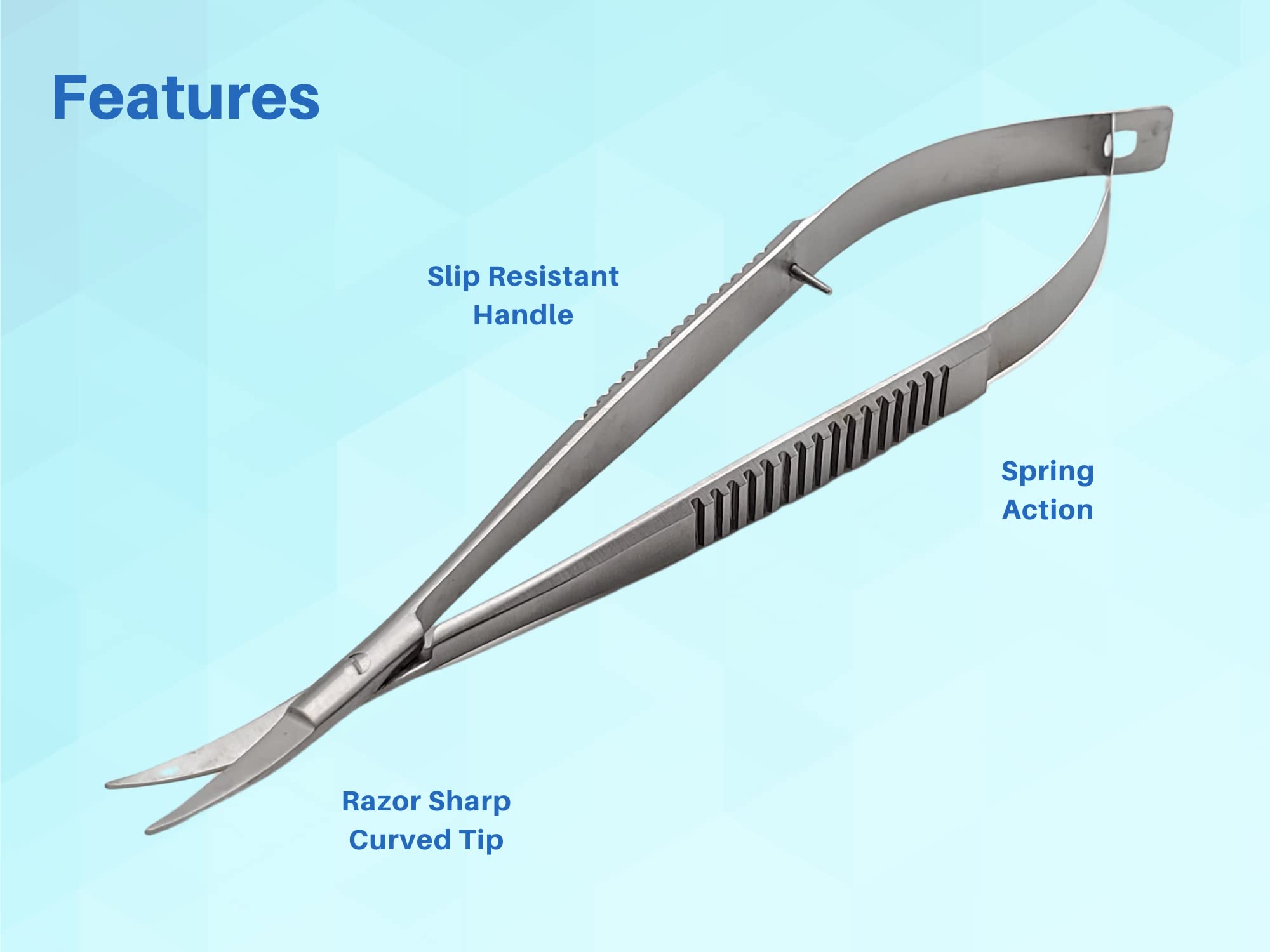 Castroviejo Scissors 5.5" CURVED stitch cutting embroidery spring action extra sharp ARTMAN brand BY WISE LINKERS USA