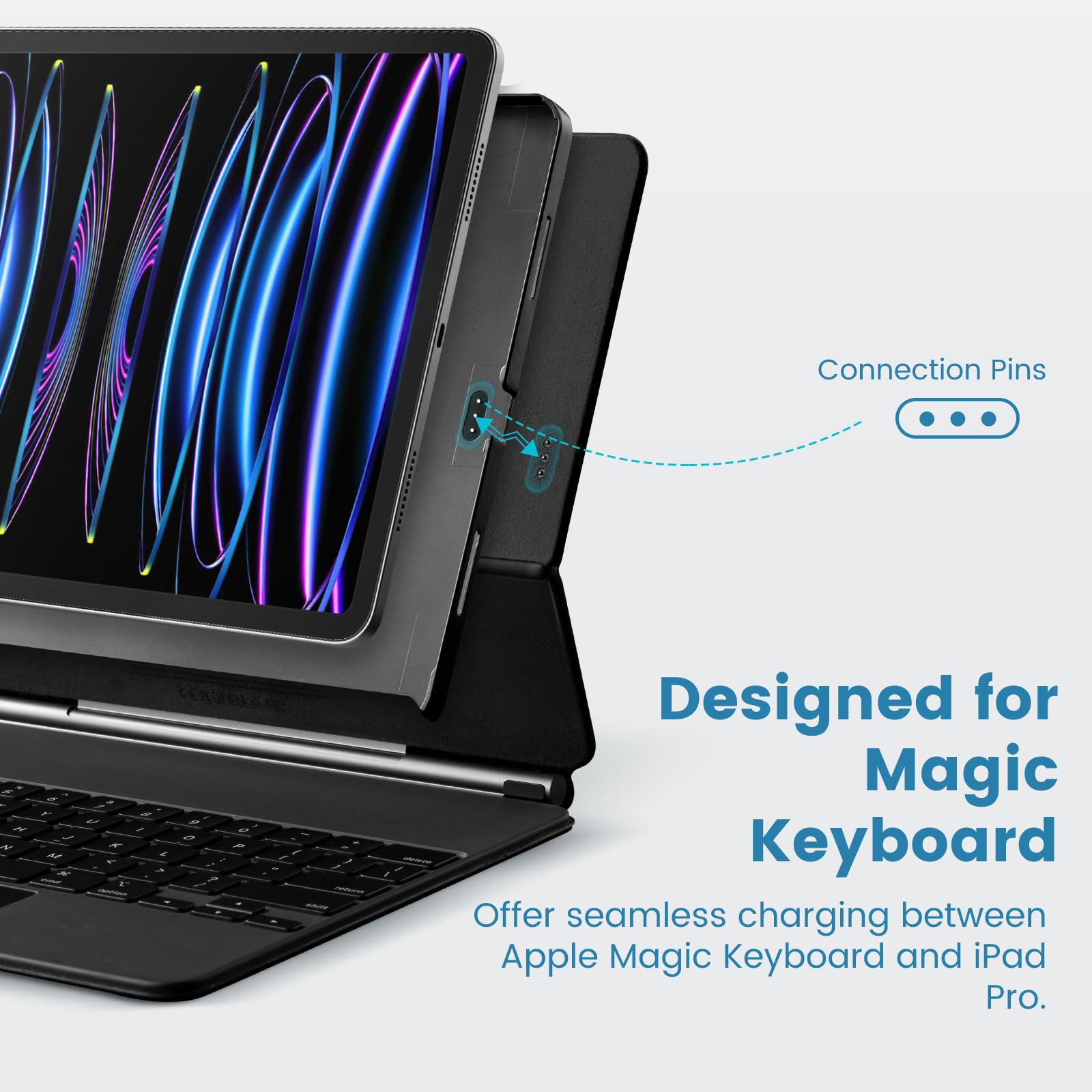 PITAKA iPad Pro 12.9 Case 5th Generation/6th Generation (2022/2021), Aramid Fiber 12.9 inch iPad Pro Case [MagEZ Case 2] Magic Keyboard Compatible Works with MagEZ Stand & Folio, Black/Grey