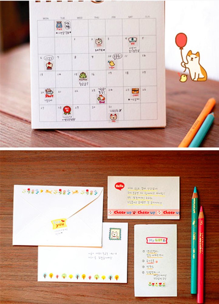 ALIMITOPIA Scrapbook Sticker,12 Sheets Kawaii Cartoon Cat Charactor DIY Transparent Decorative Paster Ornament Mark