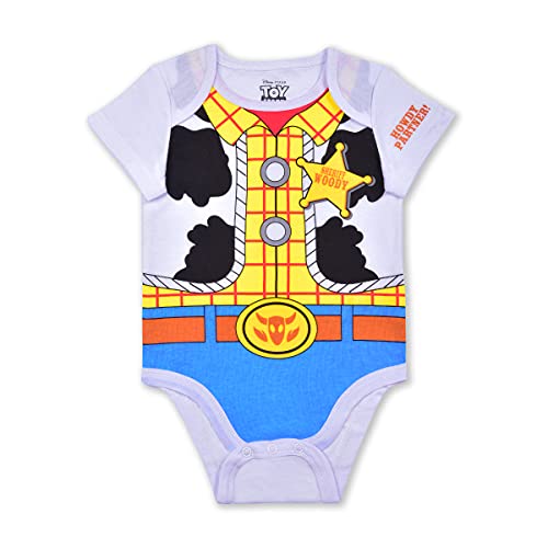 Disney Toy Story Boys 5 Pack Short Sleeve Bodysuit for Newborn and Infant – Blue/Grey/White