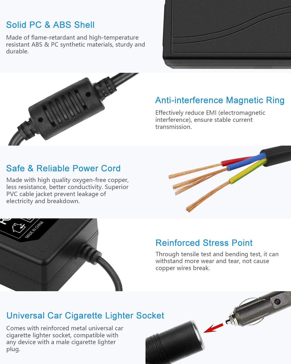 ALITOVE AC to DC Converter 12V 5A 60W 100-240V to 12V Car Cigarette Lighter Socket AC/DC Power Adapter Power Supply for Car Vacuum Cleaner Car Fan Car MP3 Other Car Devices Under 60W