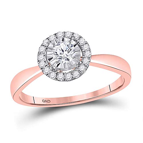 14kt Rose Gold Round Diamond Halo Bridal Wedding Engagement Ring 1/3 Cttw