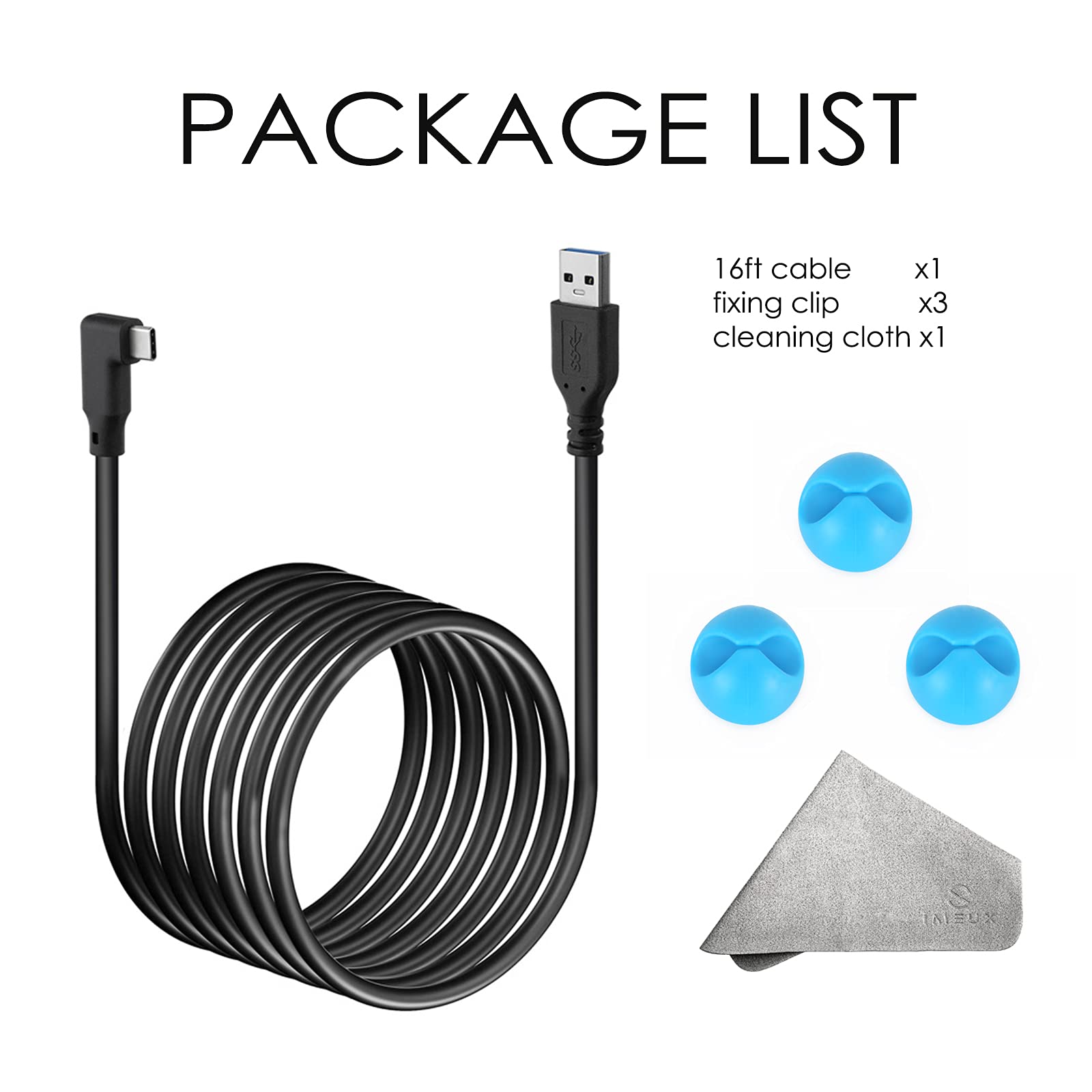16FT Link Cable Compatible for Oculus Quest 2 USB C 3.0 VR Headset High Speed Data Transfer 90 Degree Fast Charging Cord for Gaming PC
