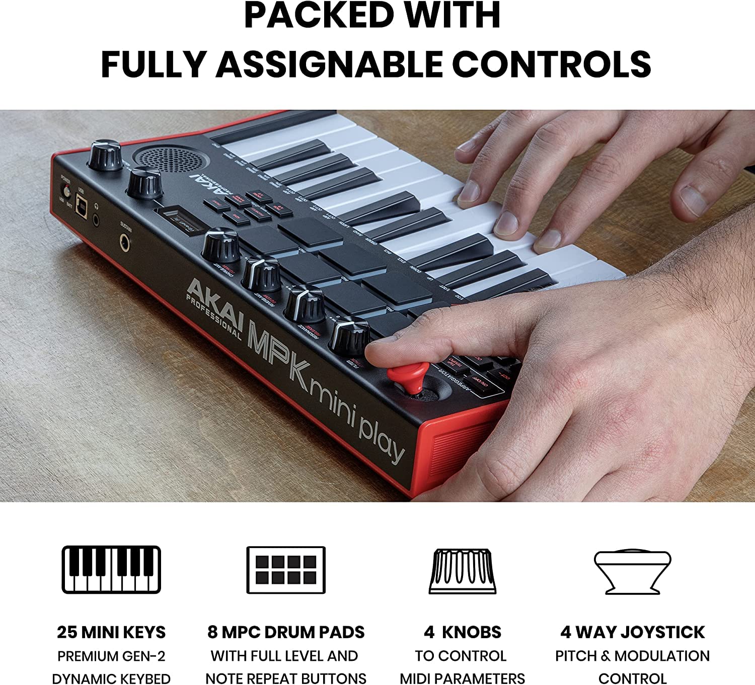 AKAI Professional MPK Mini Play MK3 and M-Audio HDH40-25-Key USB MIDI Keyboard Controller with Beat Pads, Studio Headphones and Software Suite