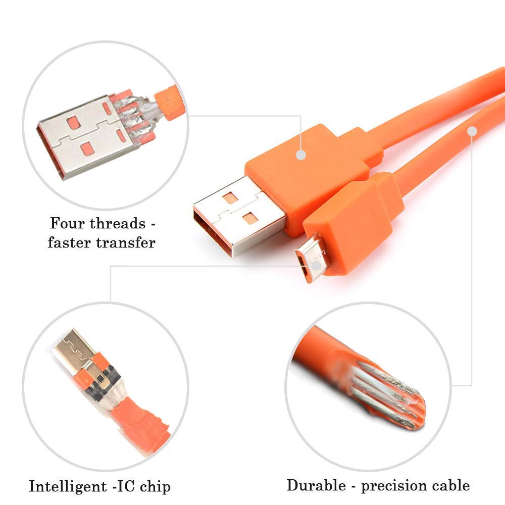 Alitutumao Upgrade Flat Replacement USB Charging Cable Compatible with JBL Flip 4 Flip 3 Flip 2 Charge 2 Charge 3 Pulse 2 Pulse 3 Clip 2 Wireless Speakers
